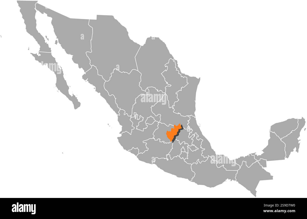 Map of Mexico with the provinces, Queretaro is highlighted by orange ...