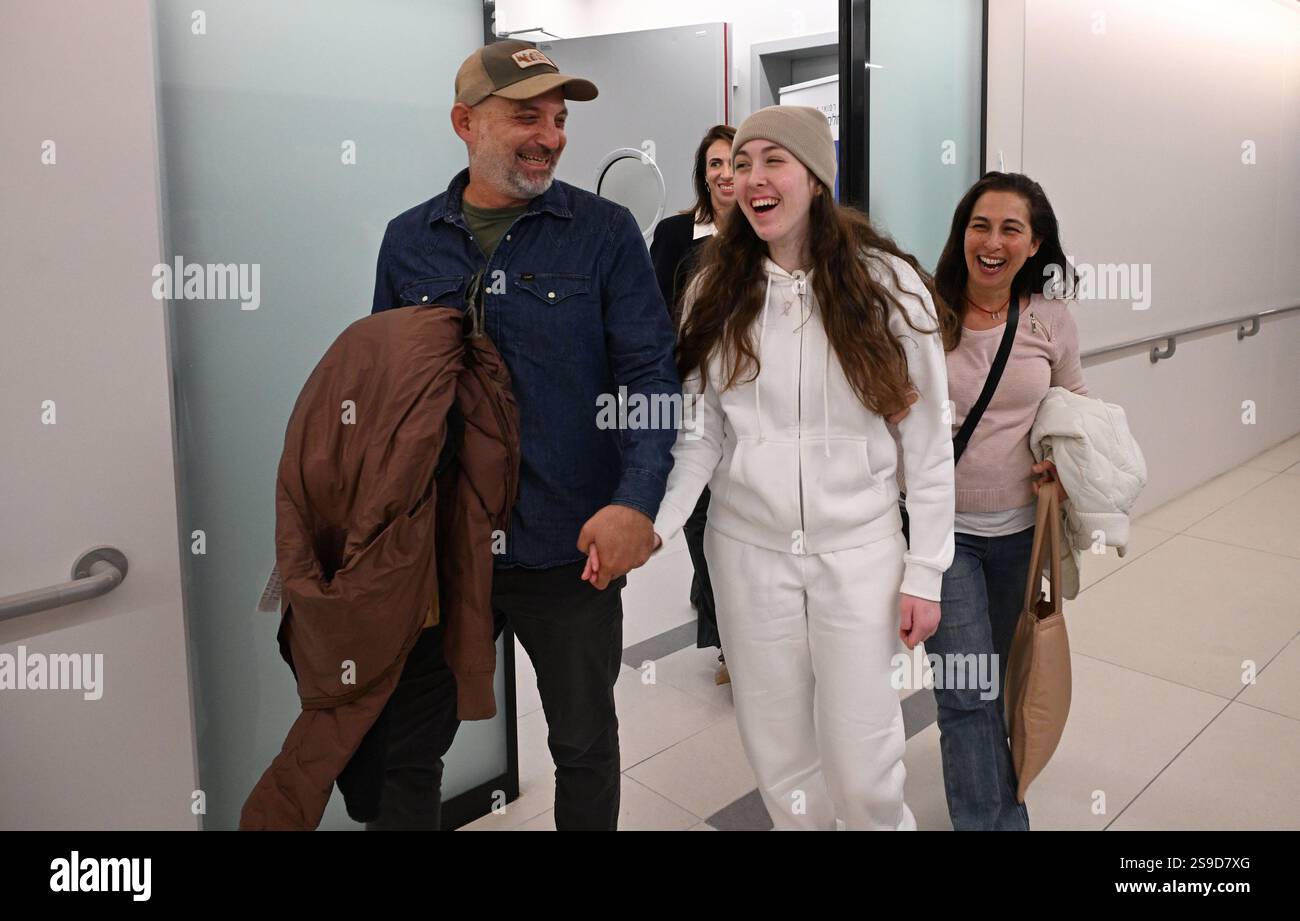 Naama Levy, 20, pictured here leaving the hospital with her family ...