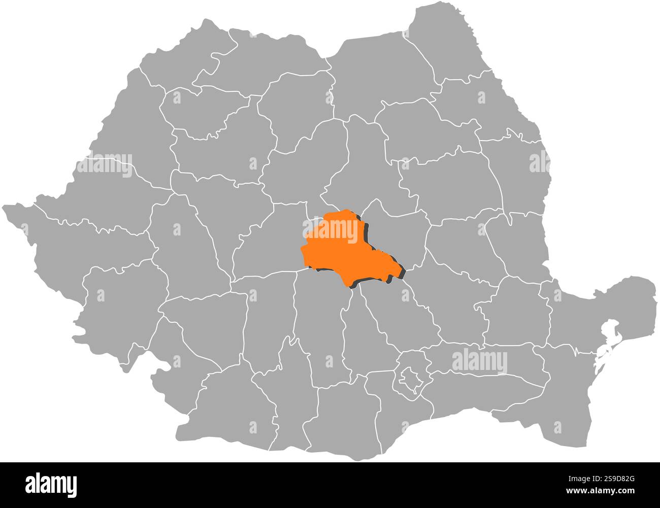 Map of Romania with the provinces, Brasov is highlighted by orange ...