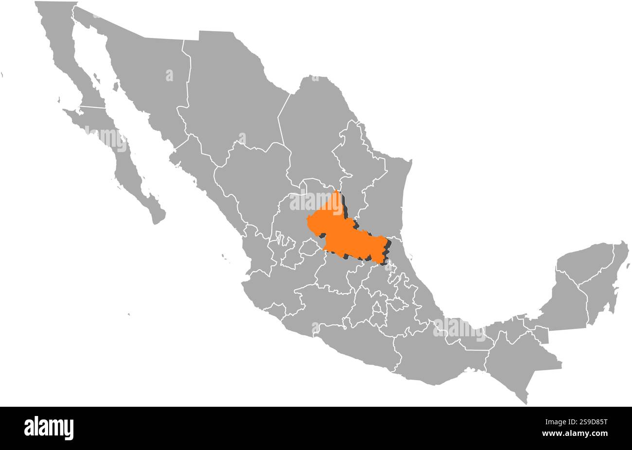Map of Mexico with the provinces, San Luis Potosi is highlighted by ...