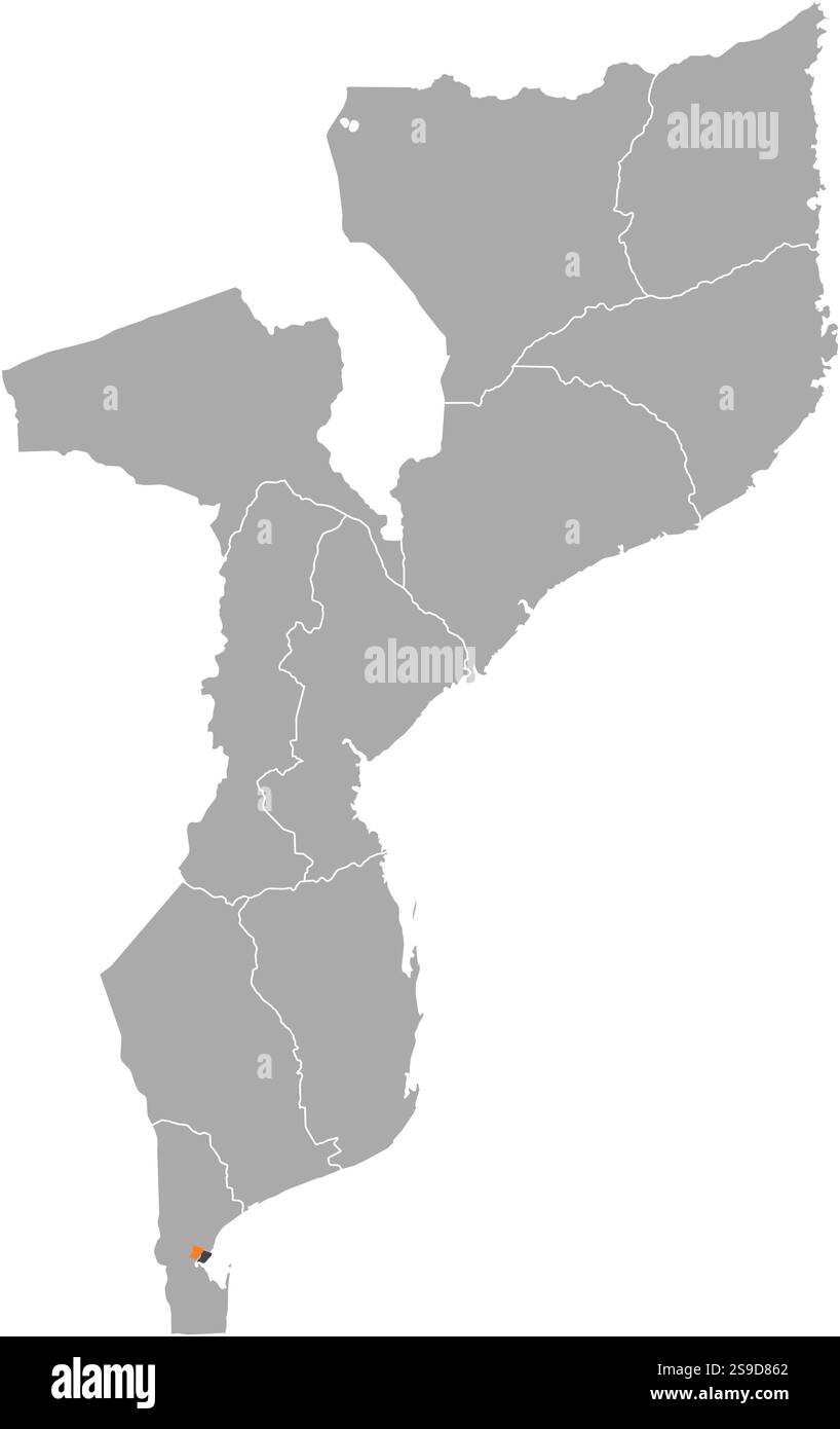 Map of Mozambique with the provinces, Maputo (city) is highlighted by ...