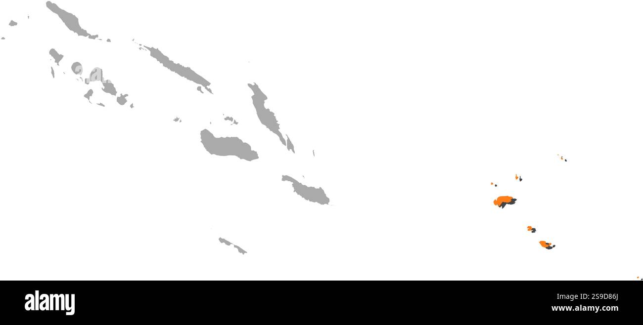 Map of Solomon Islands with the provinces, Temotu is highlighted by ...