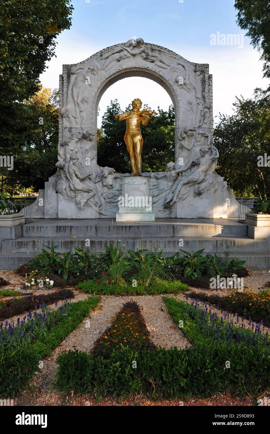 The gilded monument to composer Johann Strauss II is a famous landmark ...