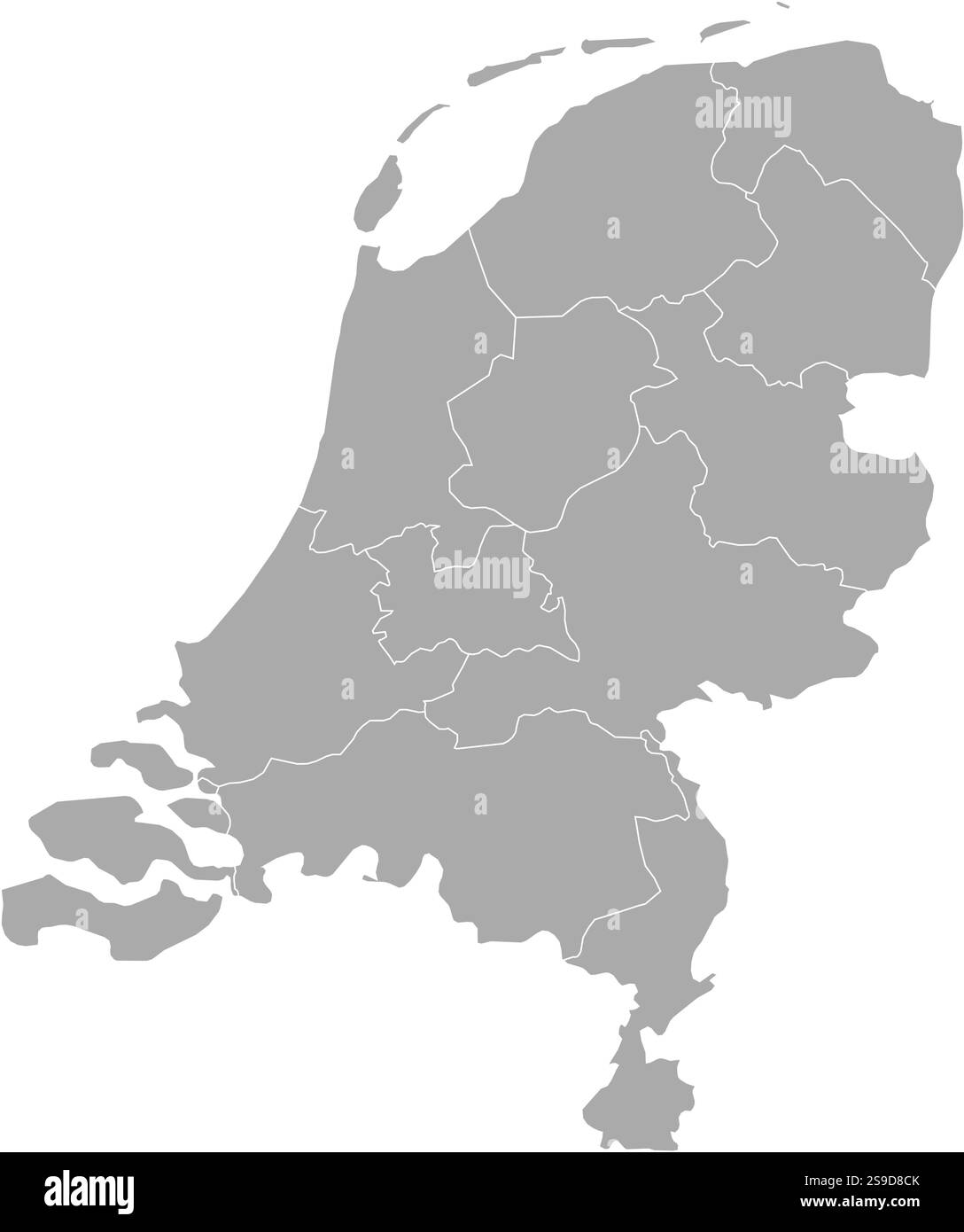 Map of Netherlands with the provinces Stock Vector Image & Art - Alamy