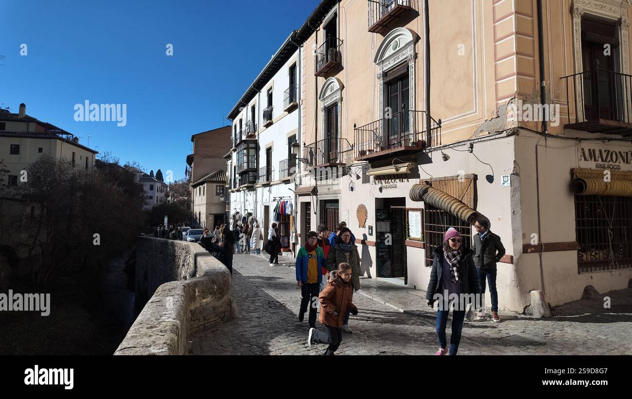 Carrera del Darro is a historic street along the Darro River in Granada ...