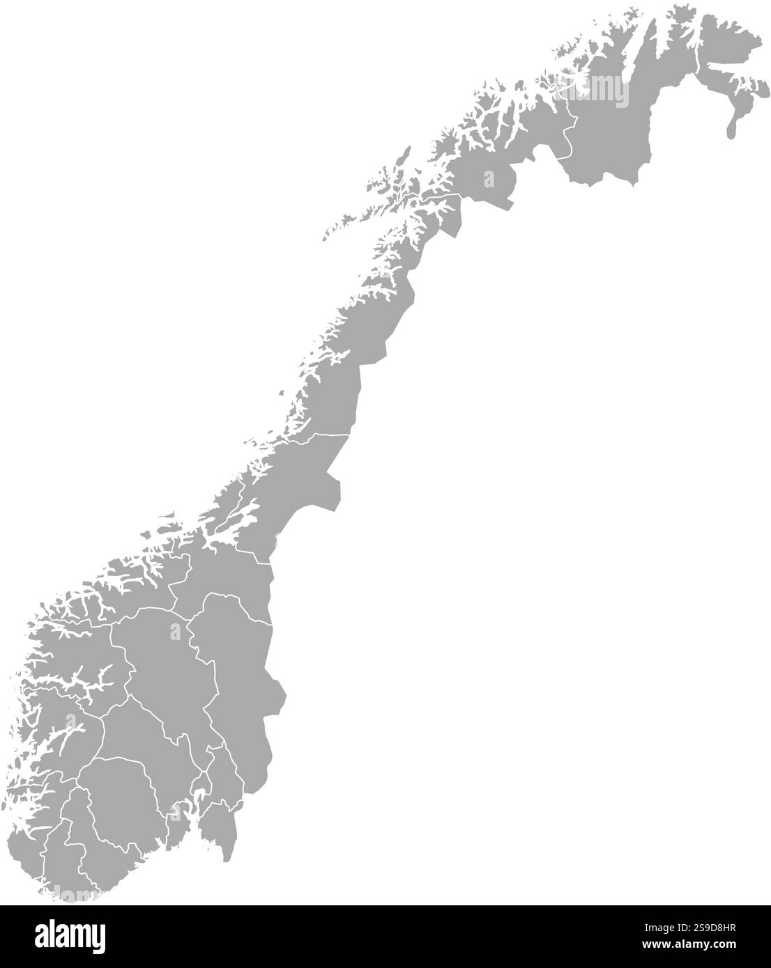 Map of Norway with the provinces Stock Vector Image & Art - Alamy
