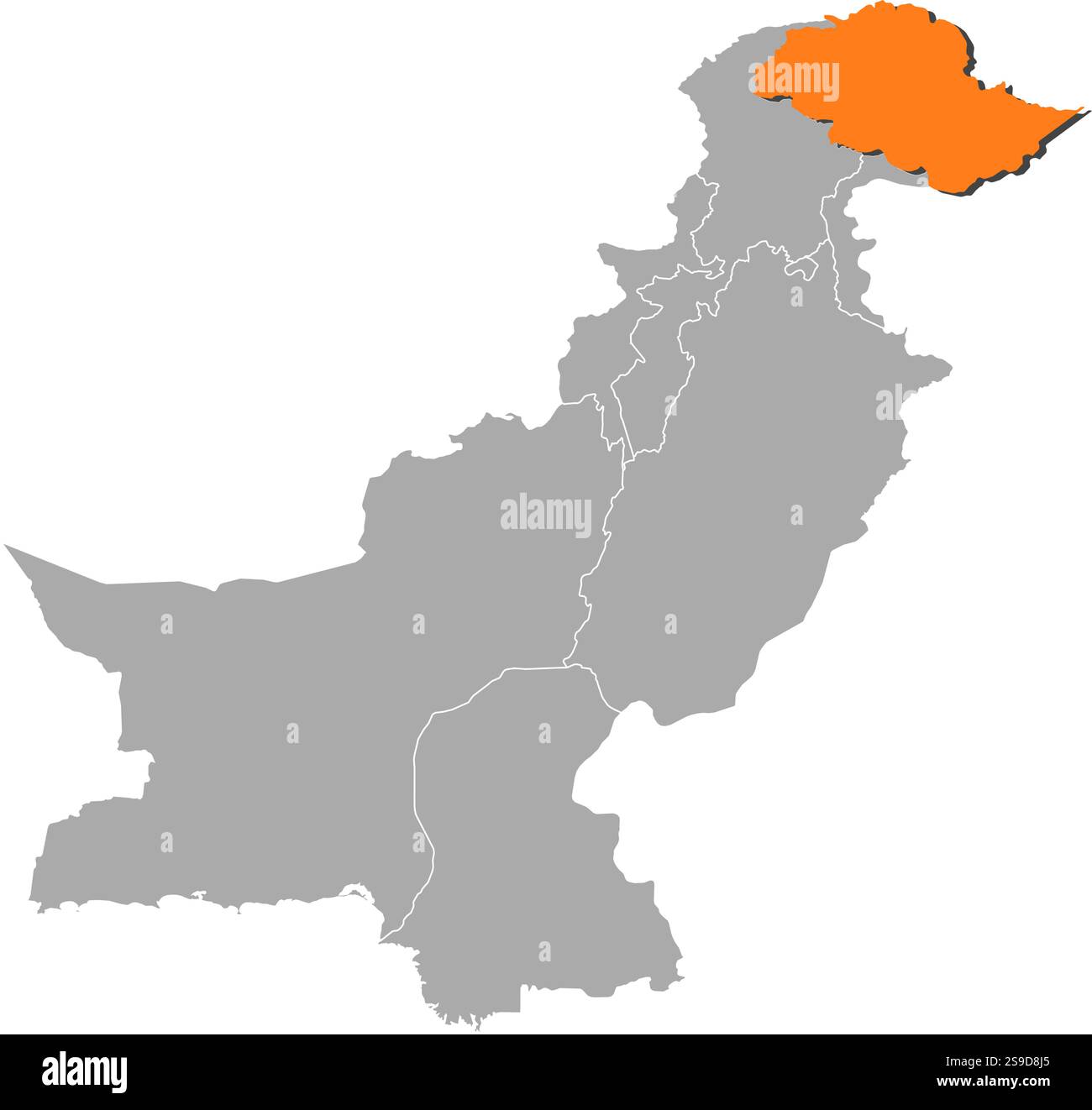 Map of Pakistan with the provinces, Gilgit-Baltistan is highlighted by ...