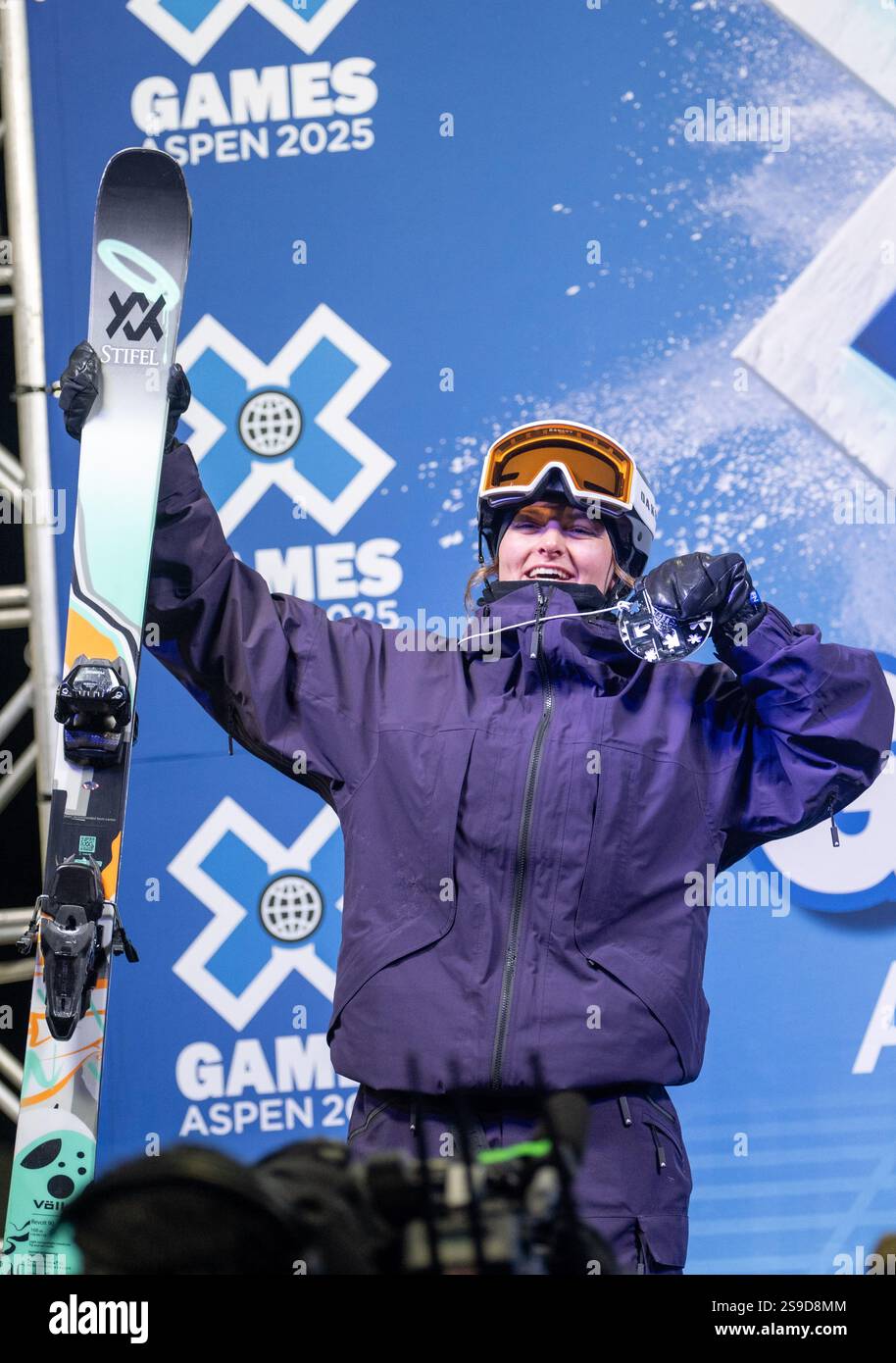 January 24, 2025, Aspen, Colorado, USA: GRACE HENDERSON wins silver in ...