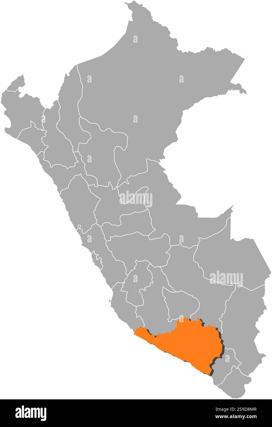 Map of Peru with the provinces, Arequipa is highlighted by orange Stock ...