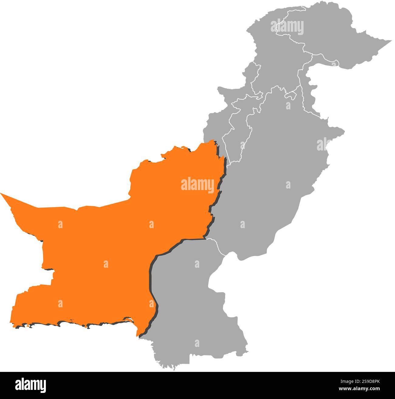 Map of Pakistan with the provinces, Balochistan is highlighted by ...