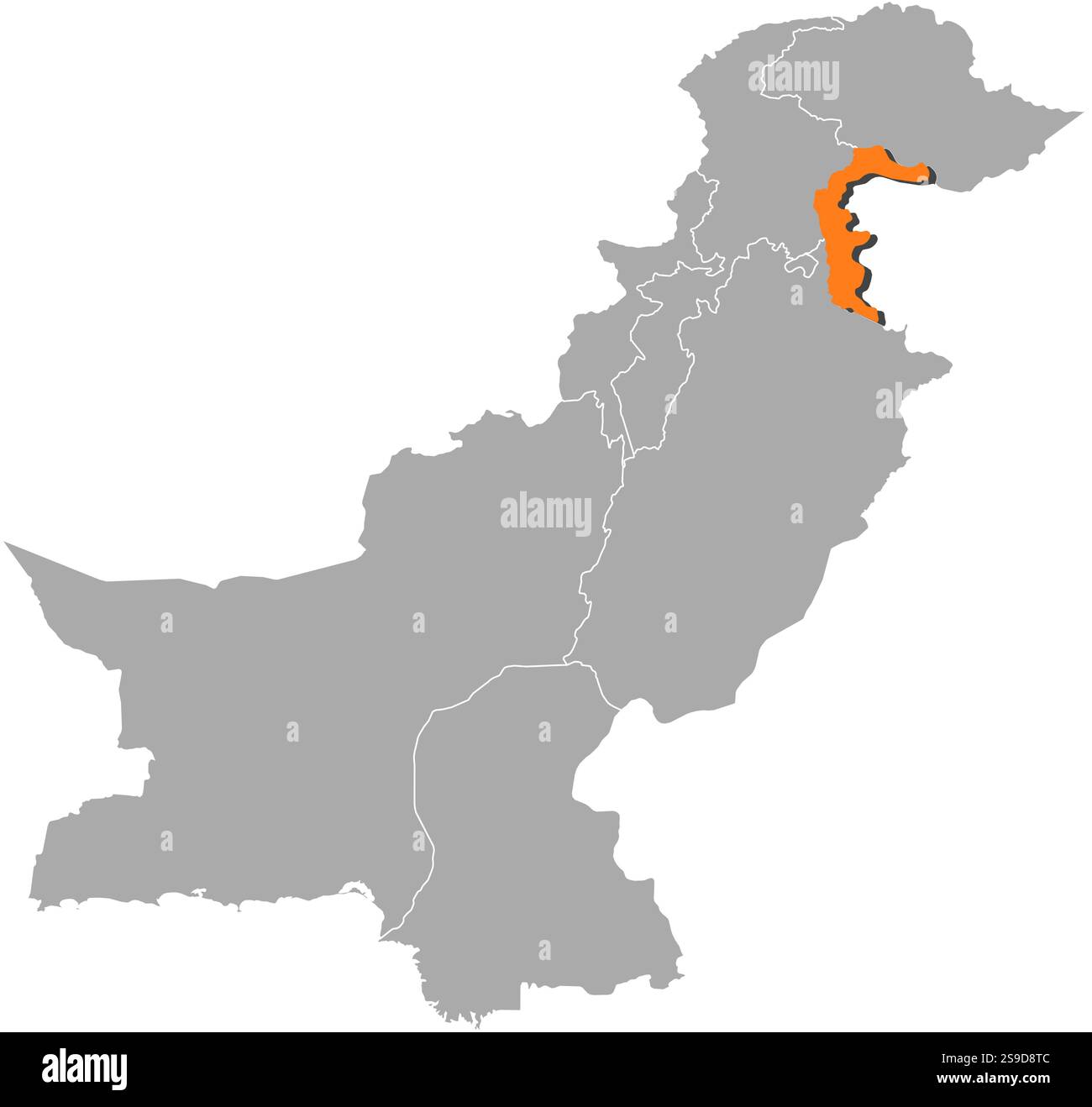 Map of Pakistan with the provinces, Jammu and Kashmir is highlighted by ...
