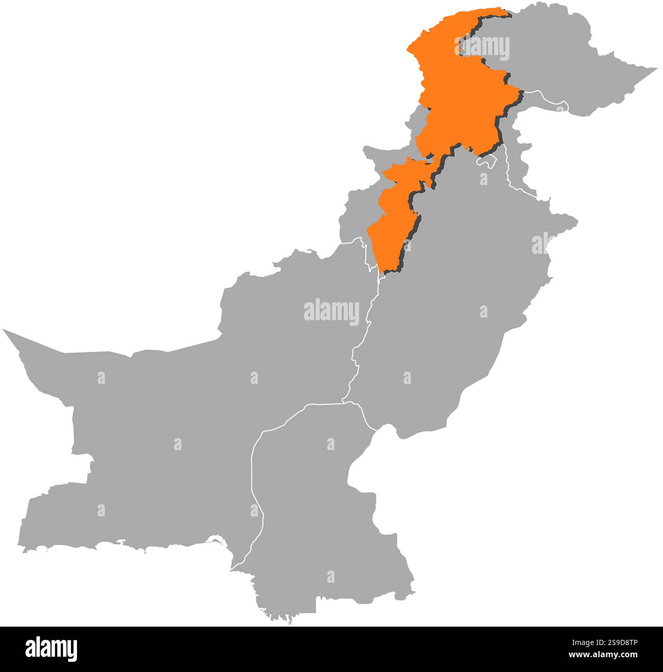 Map of Pakistan with the provinces, Khyber Pakhtunkhwa is highlighted ...