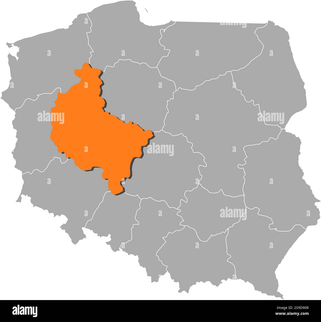 Map of Poland with the provinces, Greater Poland is highlighted by ...