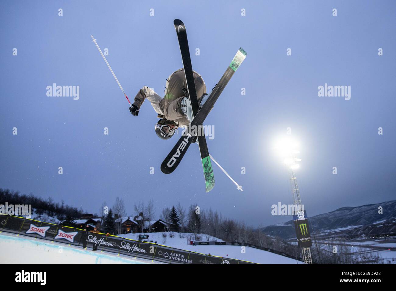 January 24, 2025, Aspen, Colorado, USA: Skier ZOE ATKIN warms up in ...