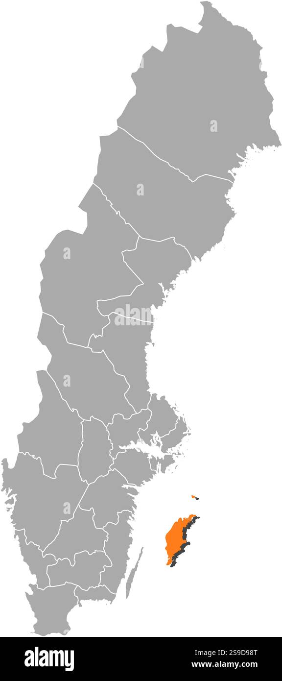 Map of Sweden with the provinces, Gotland County is highlighted by ...