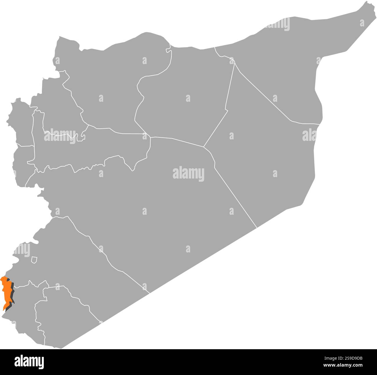 Map of Syria with the provinces, Quneitra is highlighted by orange Stock Vector Image & Art - Alamy