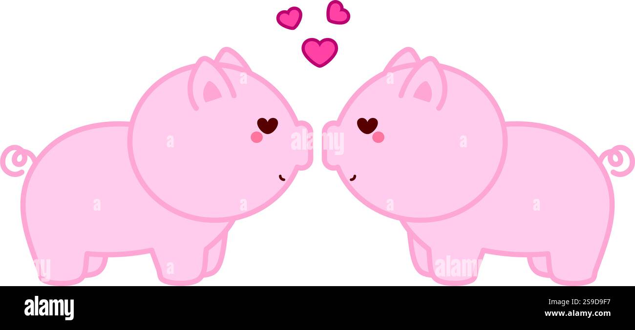 Cute animals pink hearts Stock Vector Images - Alamy