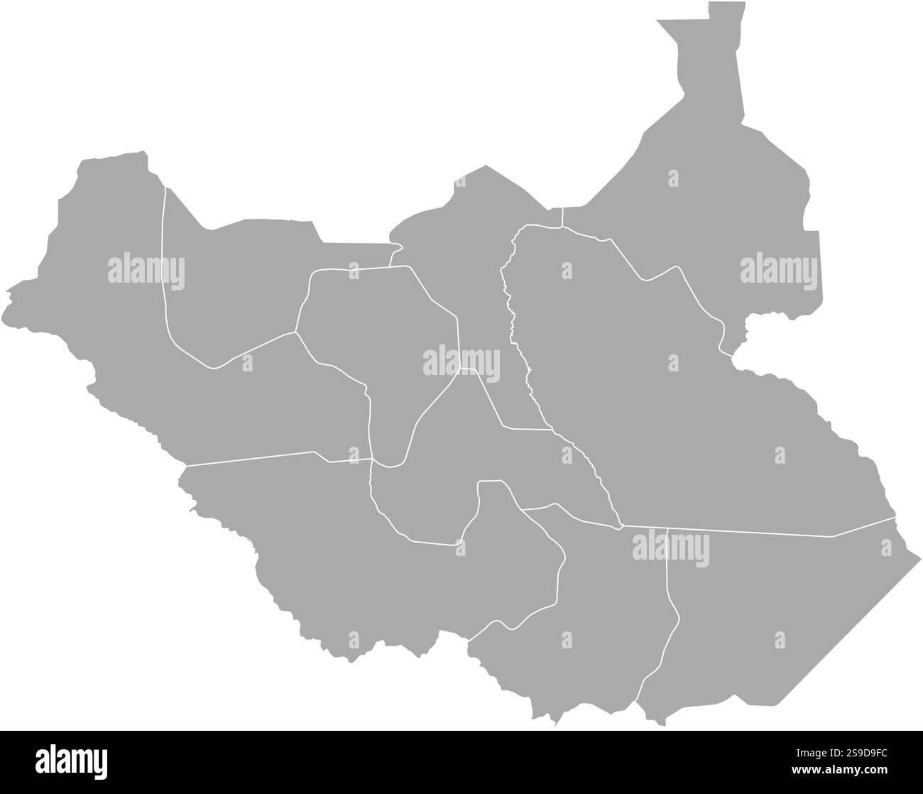 Map of South Sudan with the provinces Stock Vector Image & Art - Alamy