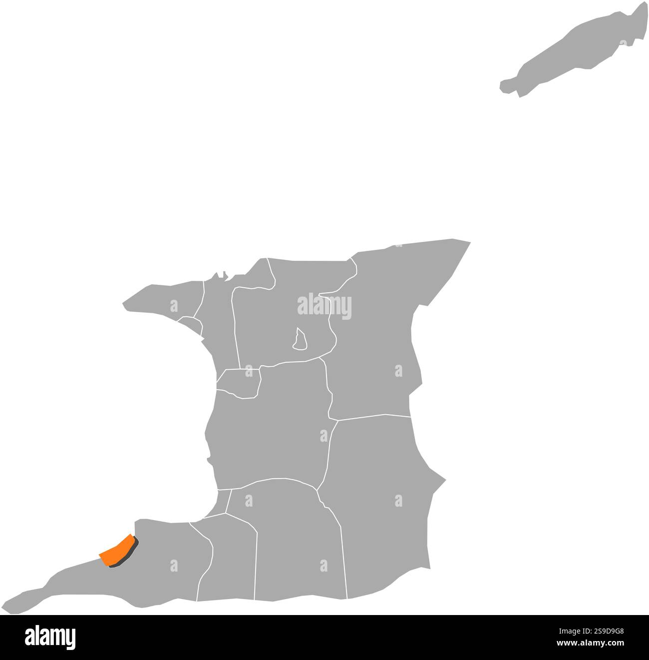 Map of Trinidad and Tobago with the provinces, Point Fortin is ...