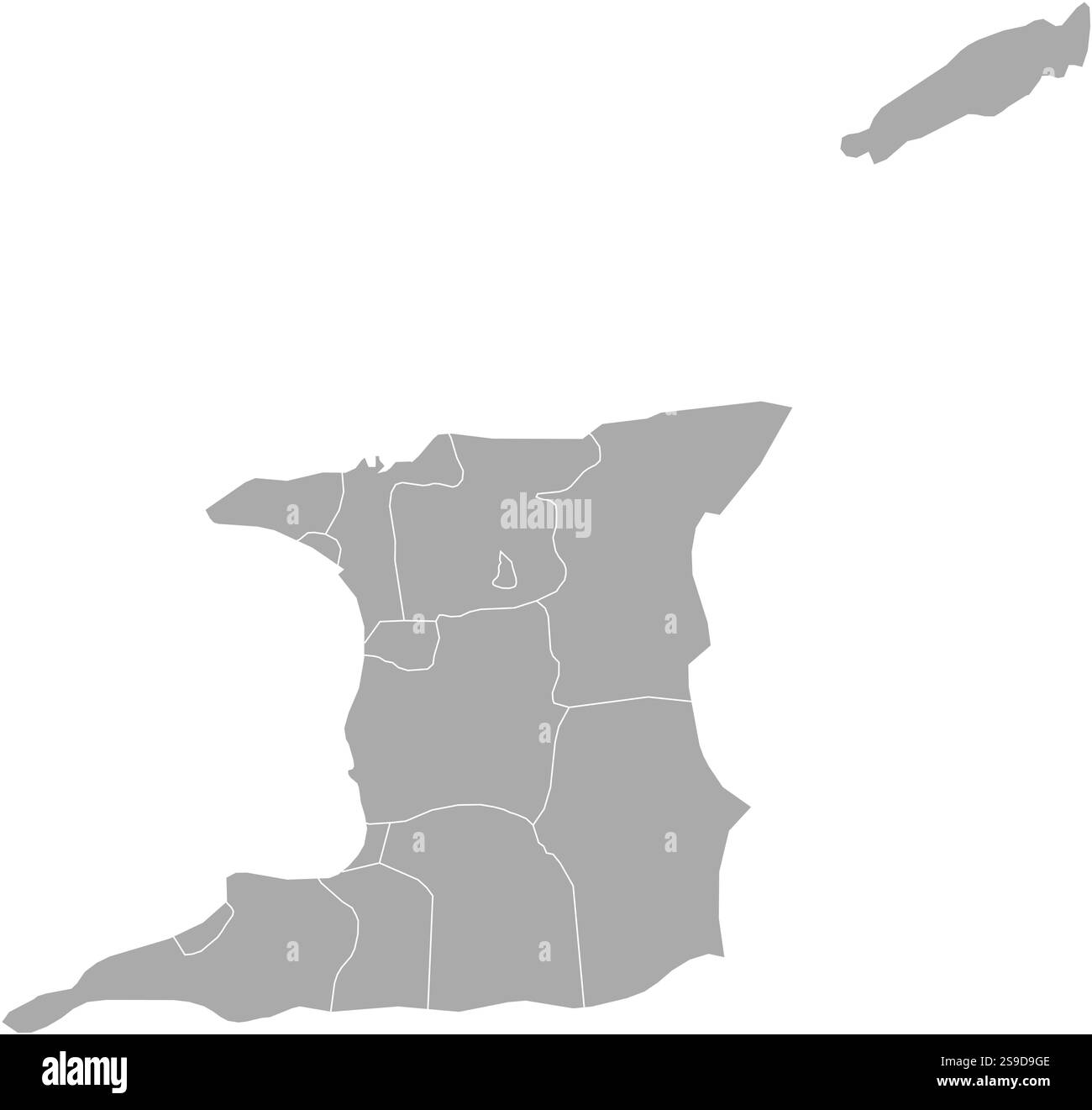 Map of Trinidad and Tobago with the provinces Stock Vector Image & Art ...
