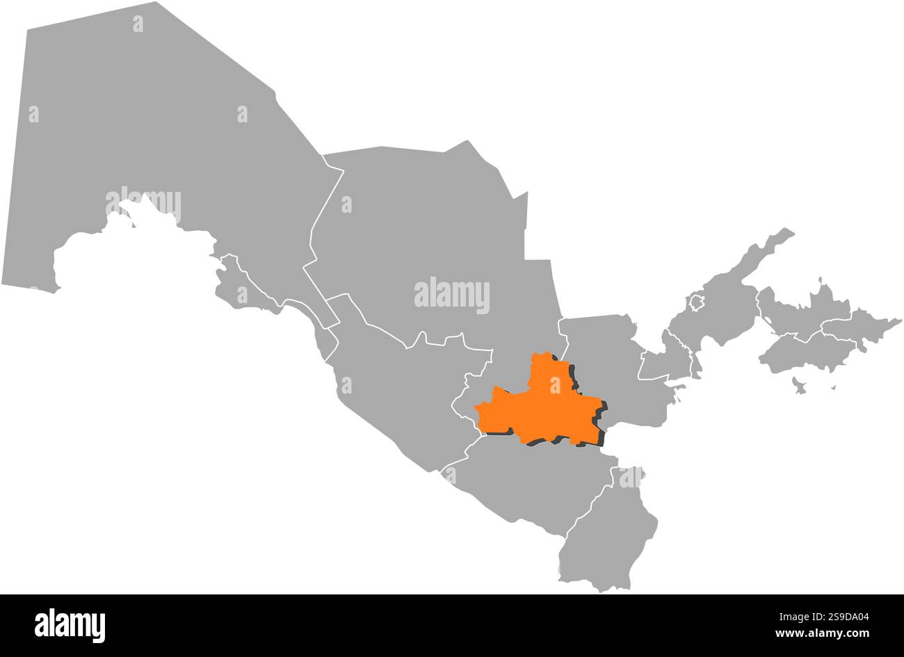 Map of Uzbekistan with the provinces, Samarqand is highlighted by ...
