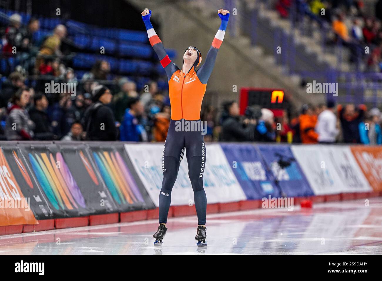CALGARY, CANADA - JANUARY 25: Jenning De Boo of Netherlands competing during the ISU World Cup ...