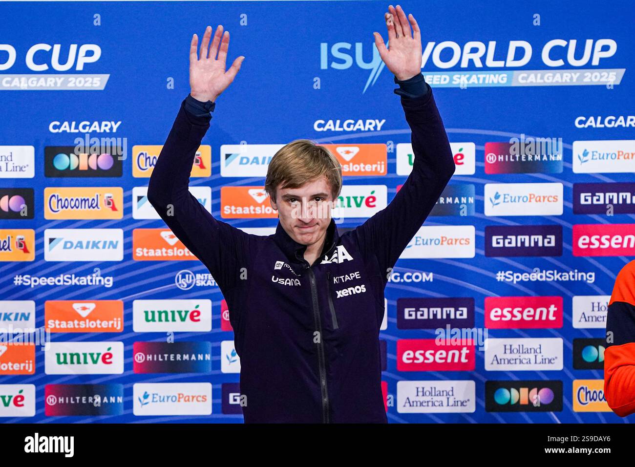 CALGARY, CANADA - JANUARY 25: Jordan Stolz of United States of America ...