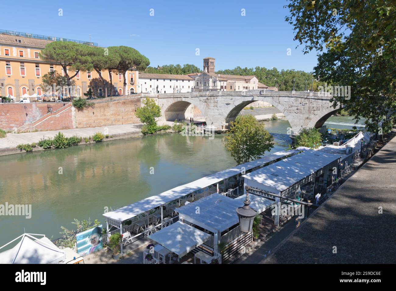 Rome - The Isola Tiberiana - Tiberian Island with the Ponte Cestio ...
