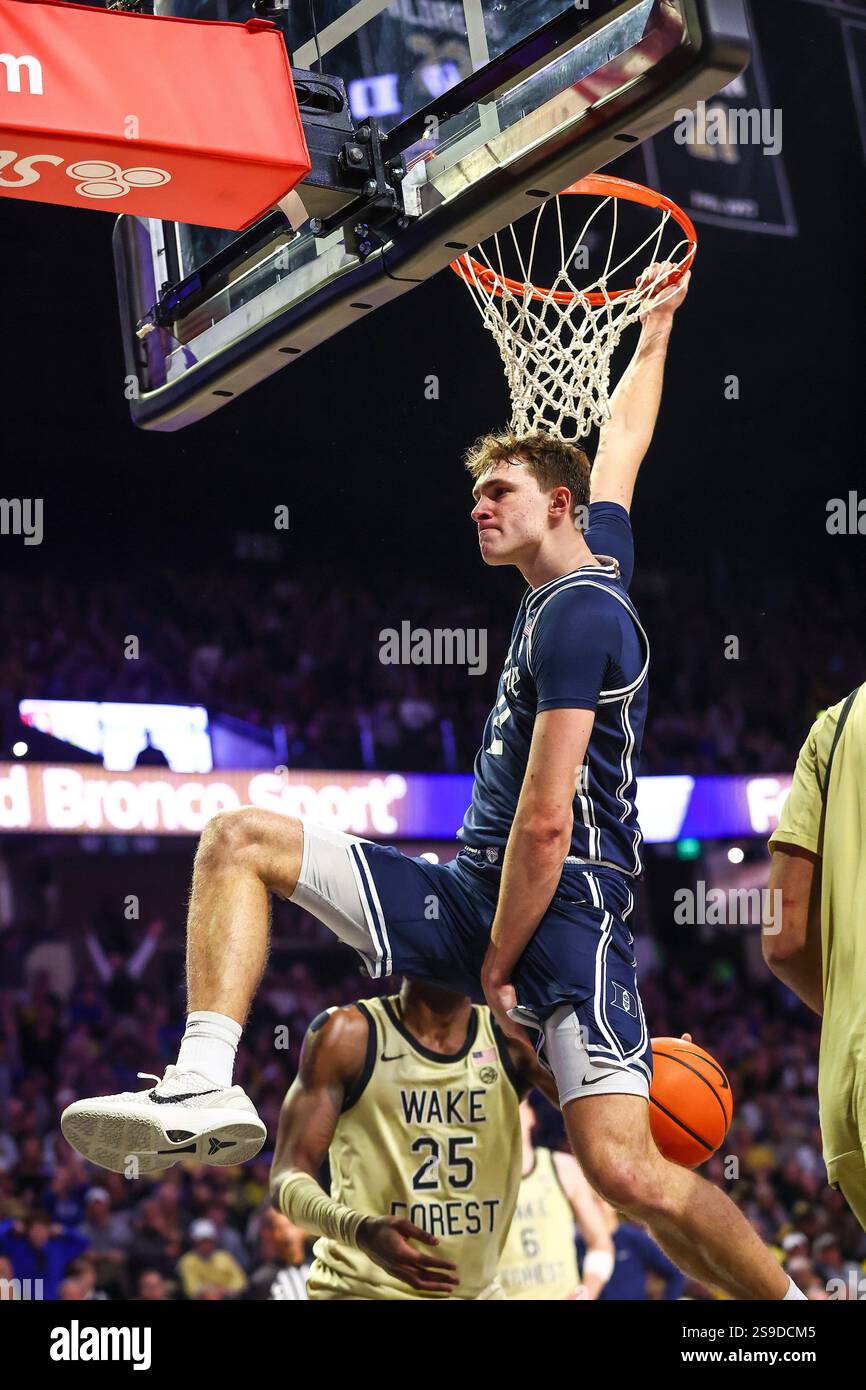 January 25, 2024: Duke guard Cooper Flagg (2) dunks the ball in the 2nd half. NCAA basketball ...