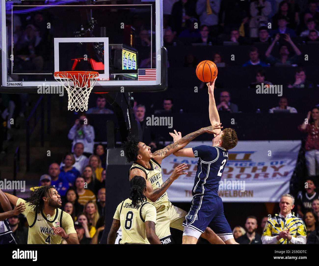 January 25, 2024: Duke guard Cooper Flagg (2) gets fouled by Wake ...