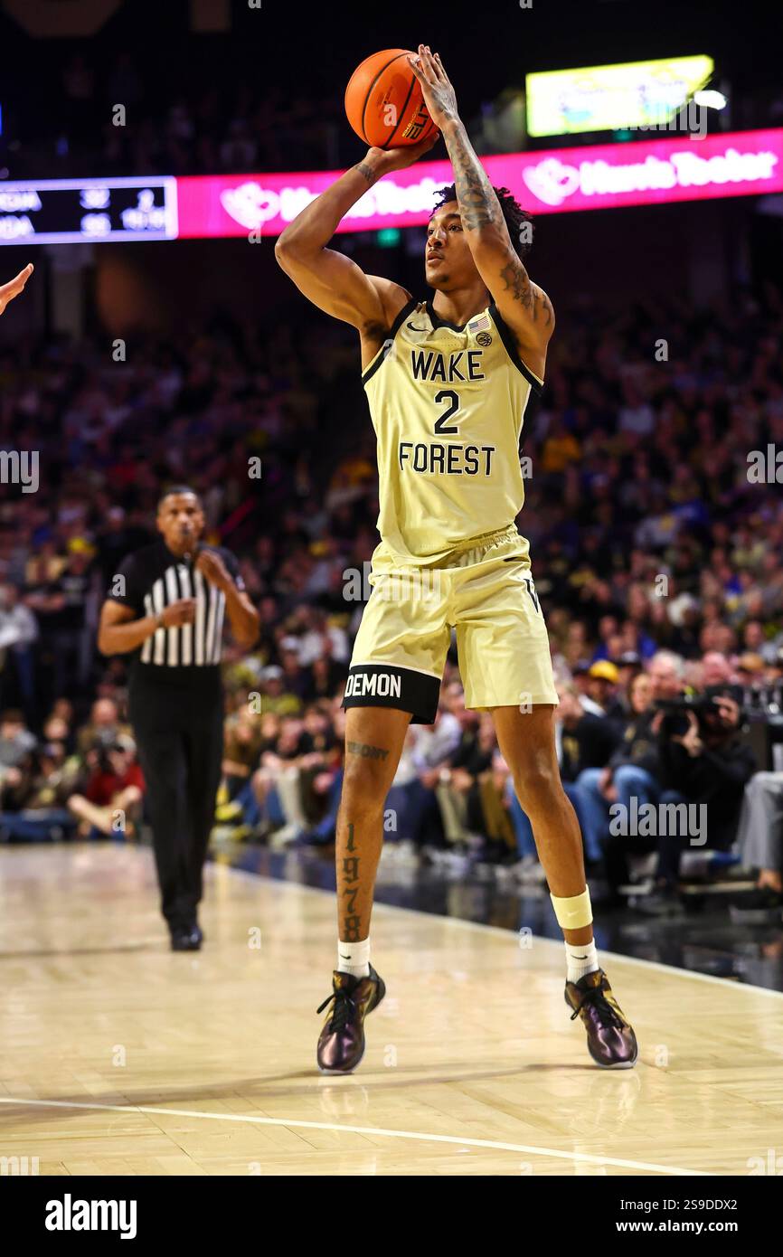 January 25, 2024: Wake Forest guard Juke Harris (2) shoots a 3 point ...