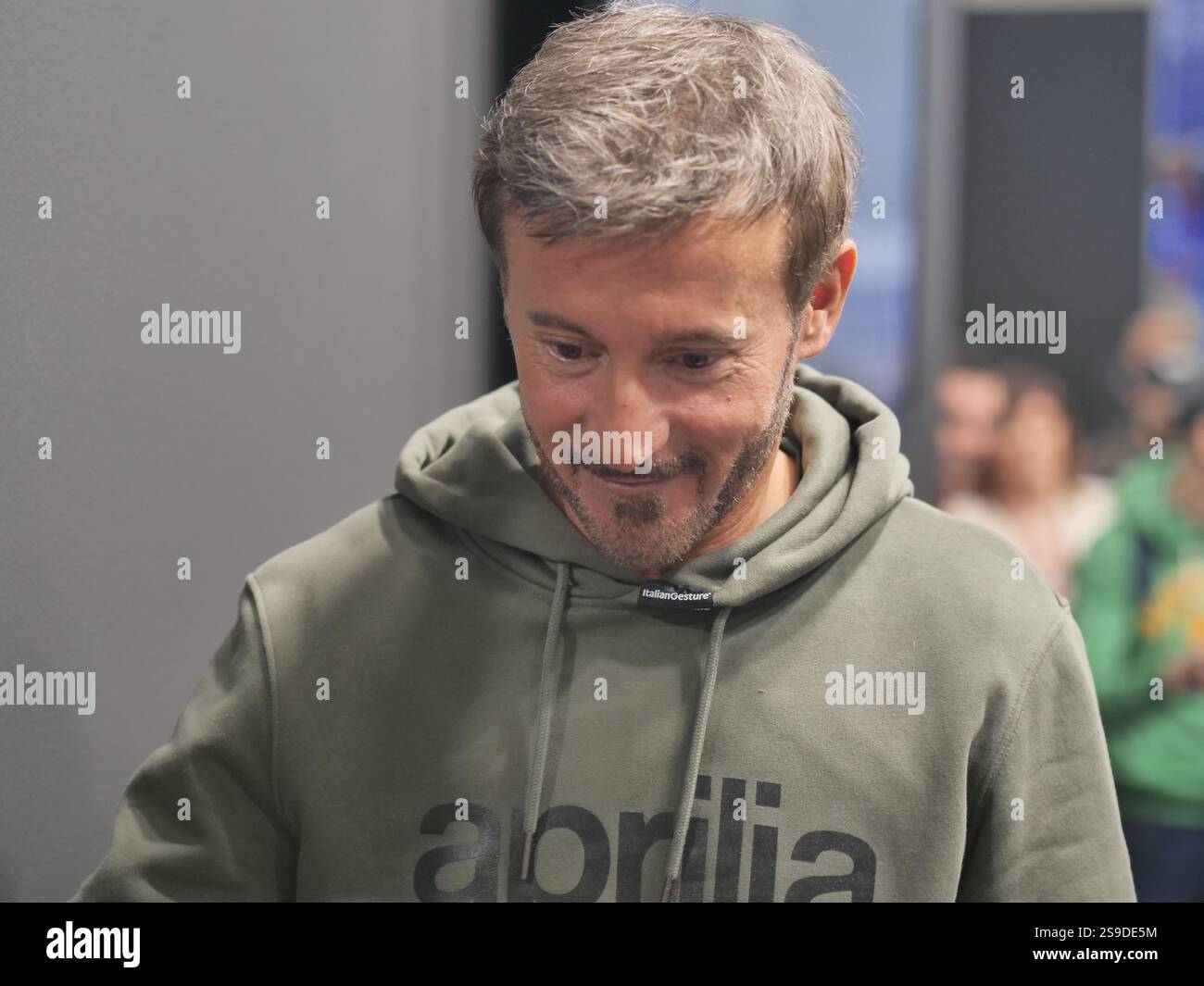 Max Biaggi guest at the Aprilia stand at Motorbike Expo in Verona 2025 ...