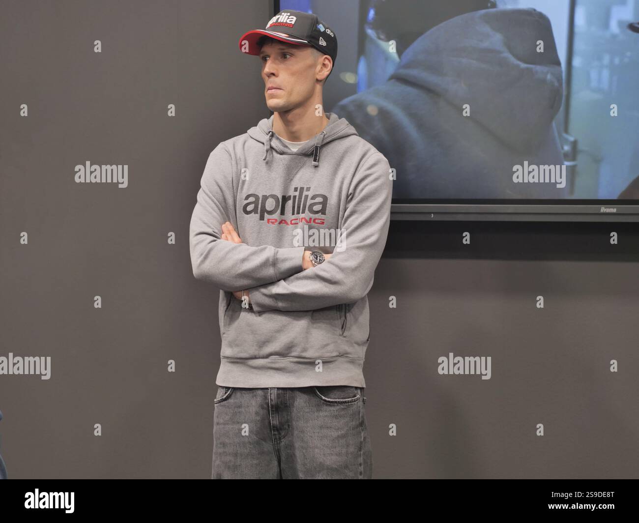 Lorenzo Savadori guest at the Aprilia stand at Motorbike Expo in Verona ...