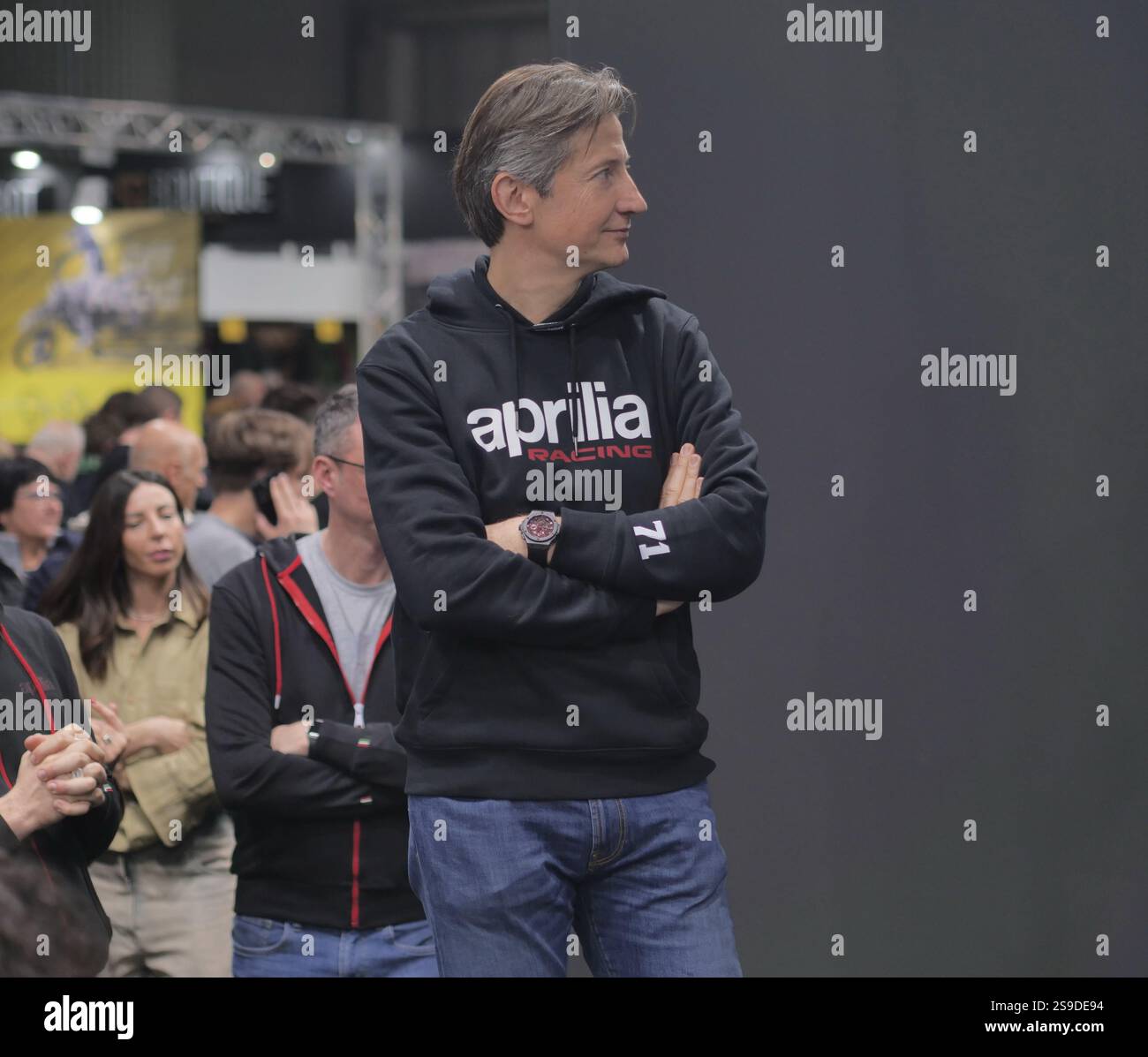 Massimo Rivola general manager guest at the Aprilia stand at Motorbike ...