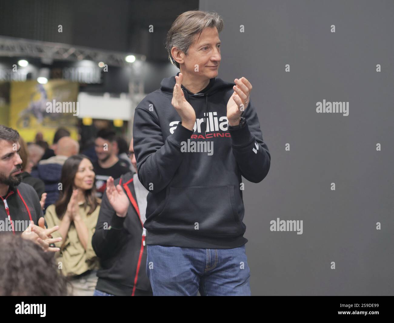 Massimo Rivola general manager guest at the Aprilia stand at Motorbike ...