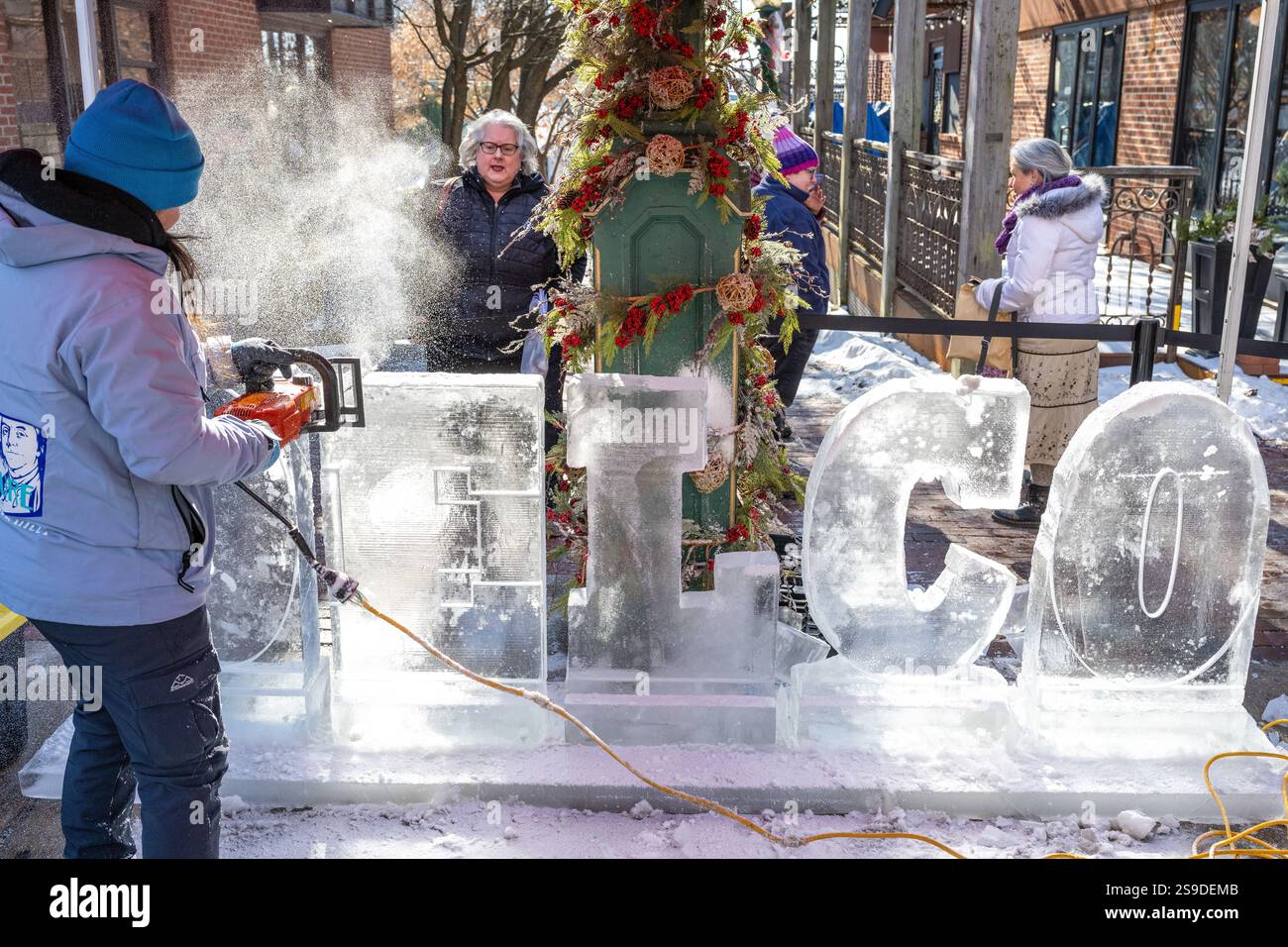 Ice sculptor artists give an ice carving demonstration - Ice Sculpture ...