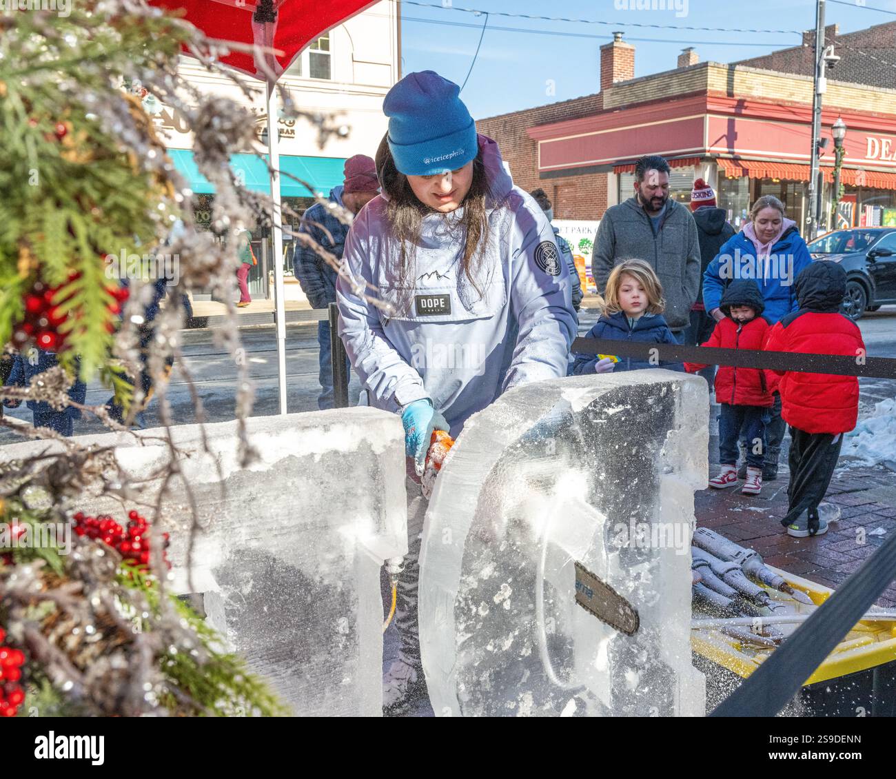 Ice sculptor artists give an ice carving demonstration - Ice Sculpture ...