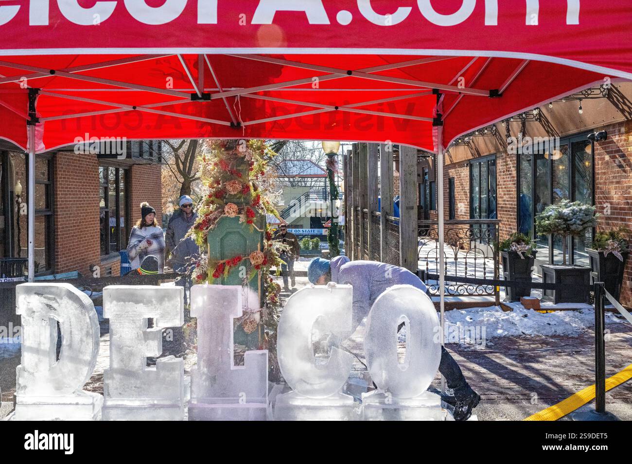 Ice sculptor artists give an ice carving demonstration - Ice Sculpture ...