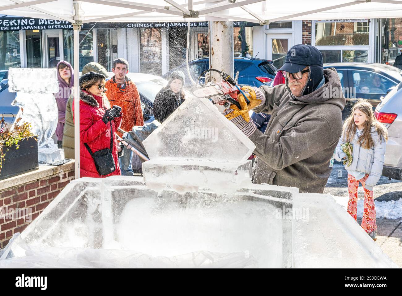 25th January, 2025 - Media, PA, USA - Master ice sculpter Peter Slavin ...