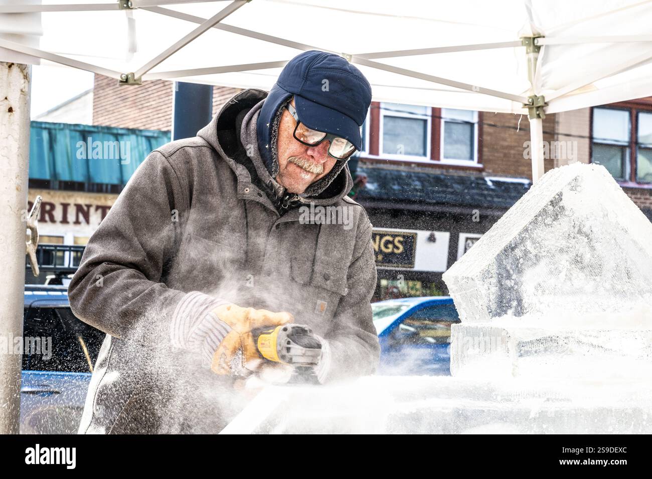 25th January, 2025 - Media, PA, USA - Master ice sculpter Peter Slavin ...