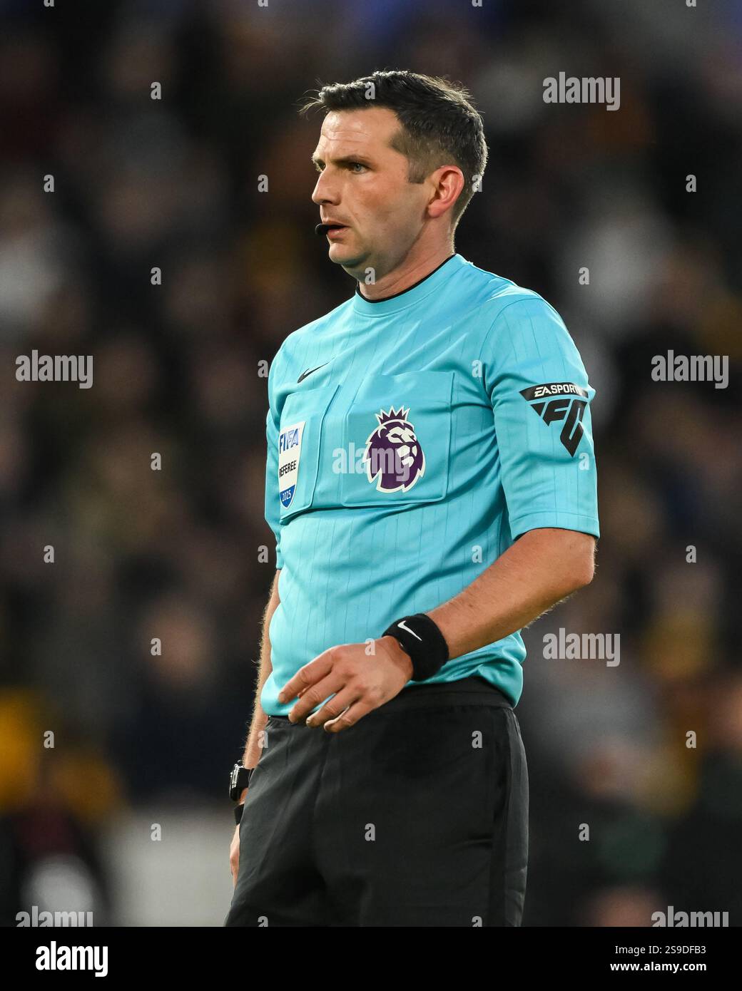 Referee Michael Oliver in action during the Premier League match ...