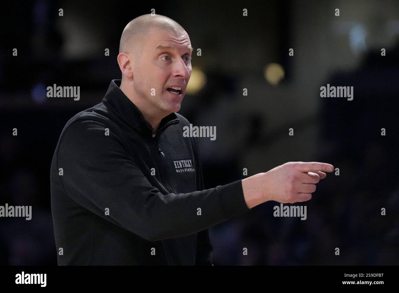 Kentucky head coach Mark Pope looks to the bench during the second half ...