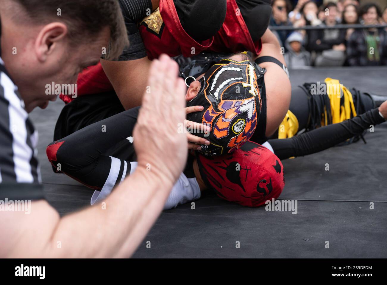 Lucha libre fight on Cinco De Mayo on the street of Downtown San Diego ...