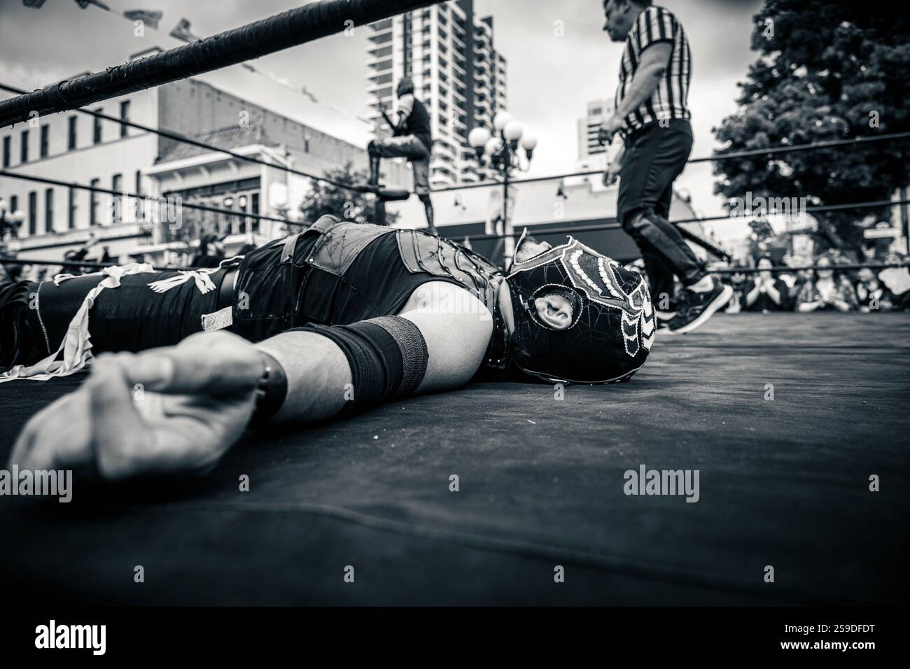 Lucha libre fight on Cinco De Mayo on the street of Downtown San Diego ...