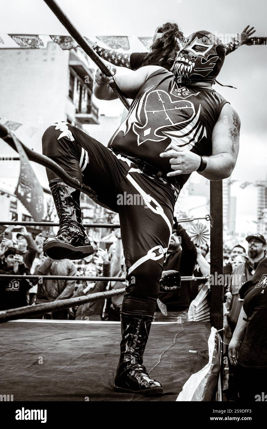 Lucha libre fight on Cinco De Mayo on the street of Downtown San Diego ...