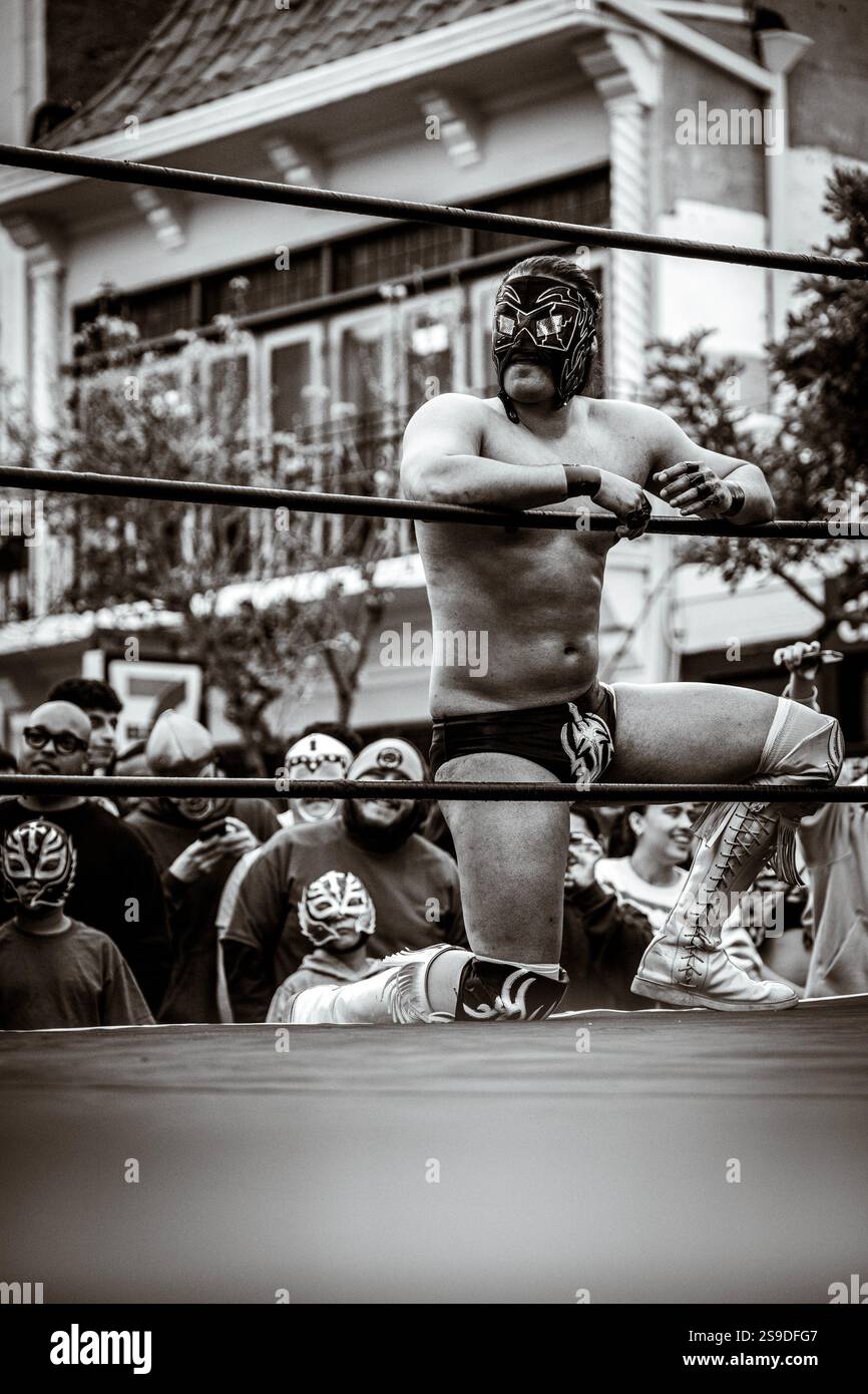 Lucha libre fight on Cinco De Mayo on the street of Downtown San Diego ...