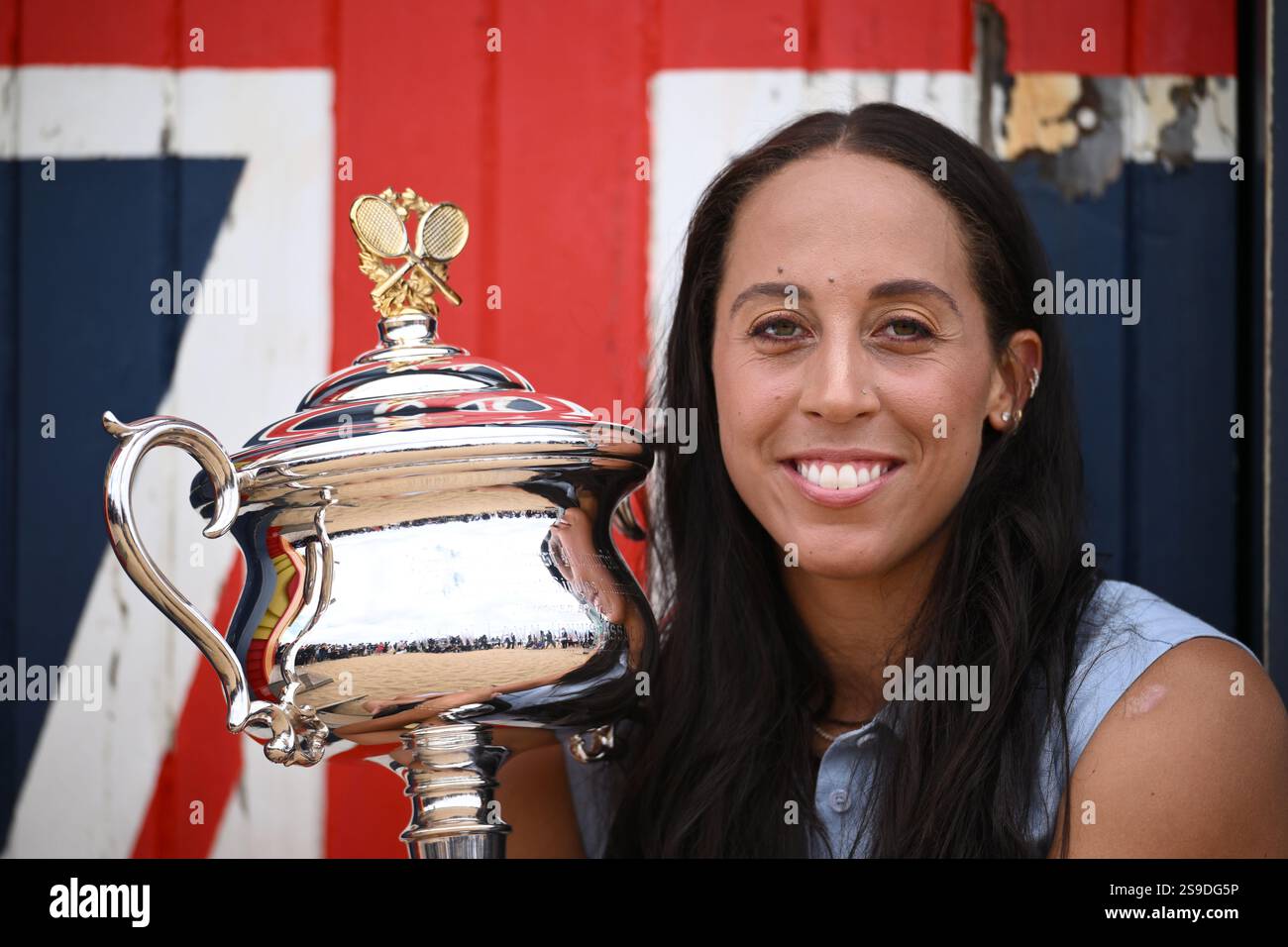 Madison Key of the USA poses for a photograph the with the Daphne ...