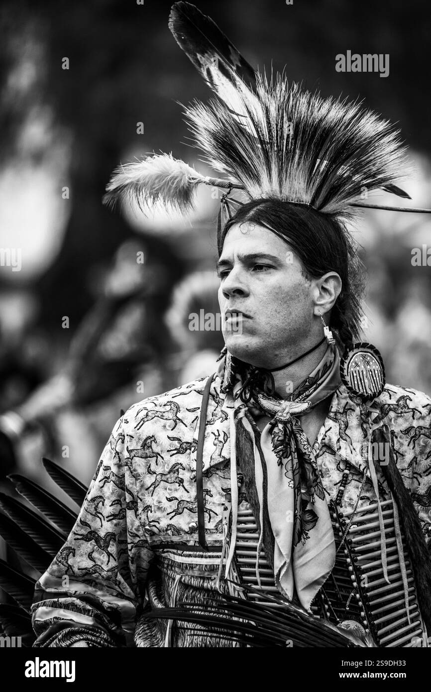 Male Indigenous Dancer at the Mission San Luis Rey Pow Wow Stock Photo ...