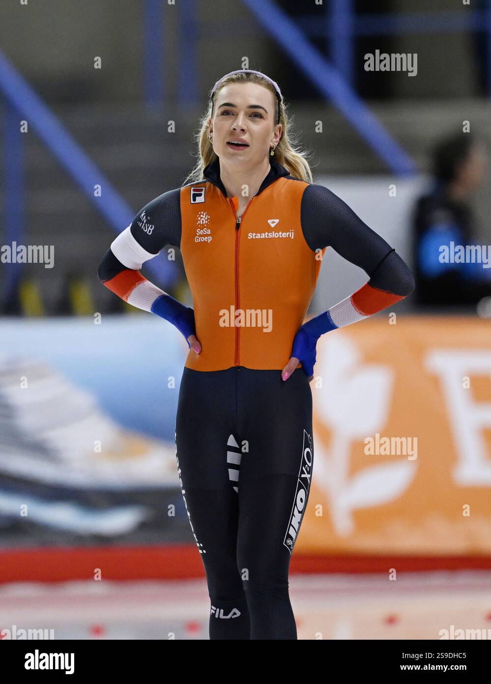 Joy Beune of Netherlands reacts during women's 1500m in ISU World Cup ...