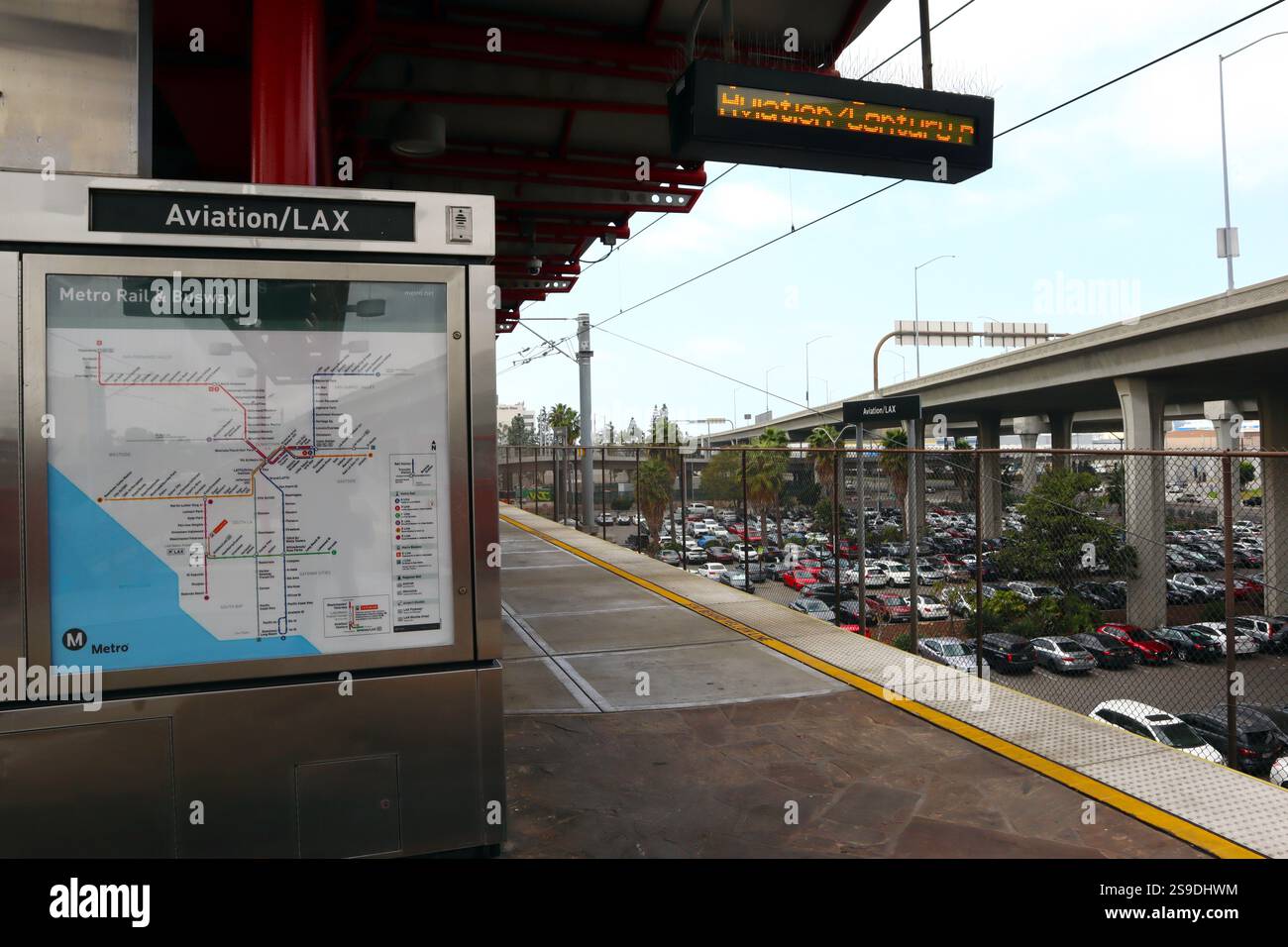 Los Angeles, California: Los Angeles Metro Rail Information Panel at Aviation/LAX Metro Rail C ...